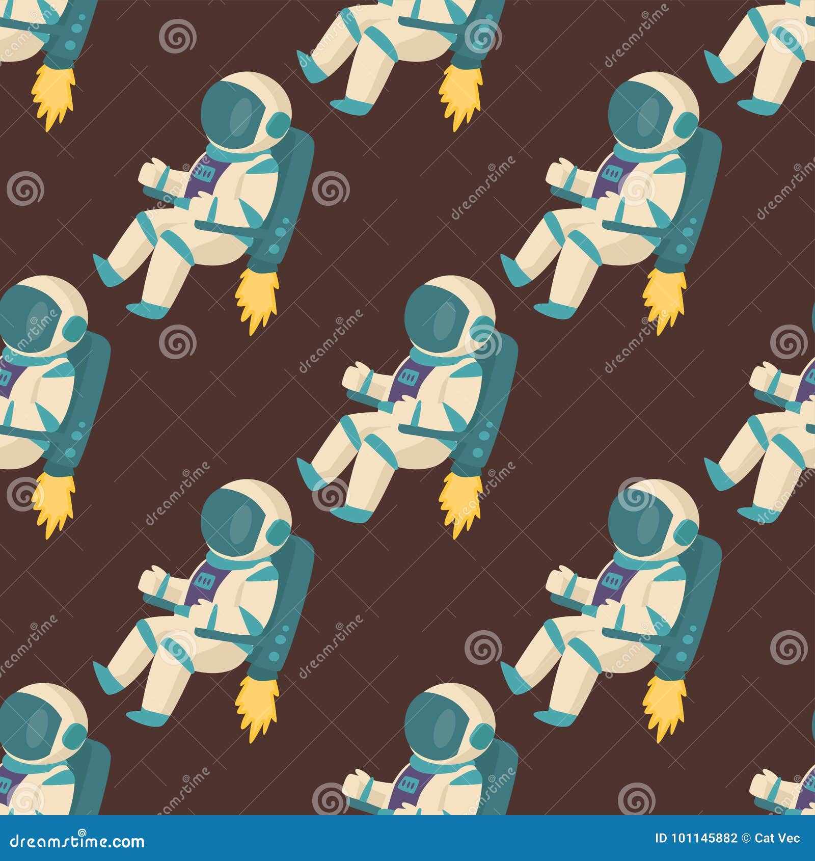 Vector Astronauts in Space Seamless Pattern Character and Having Fun ...