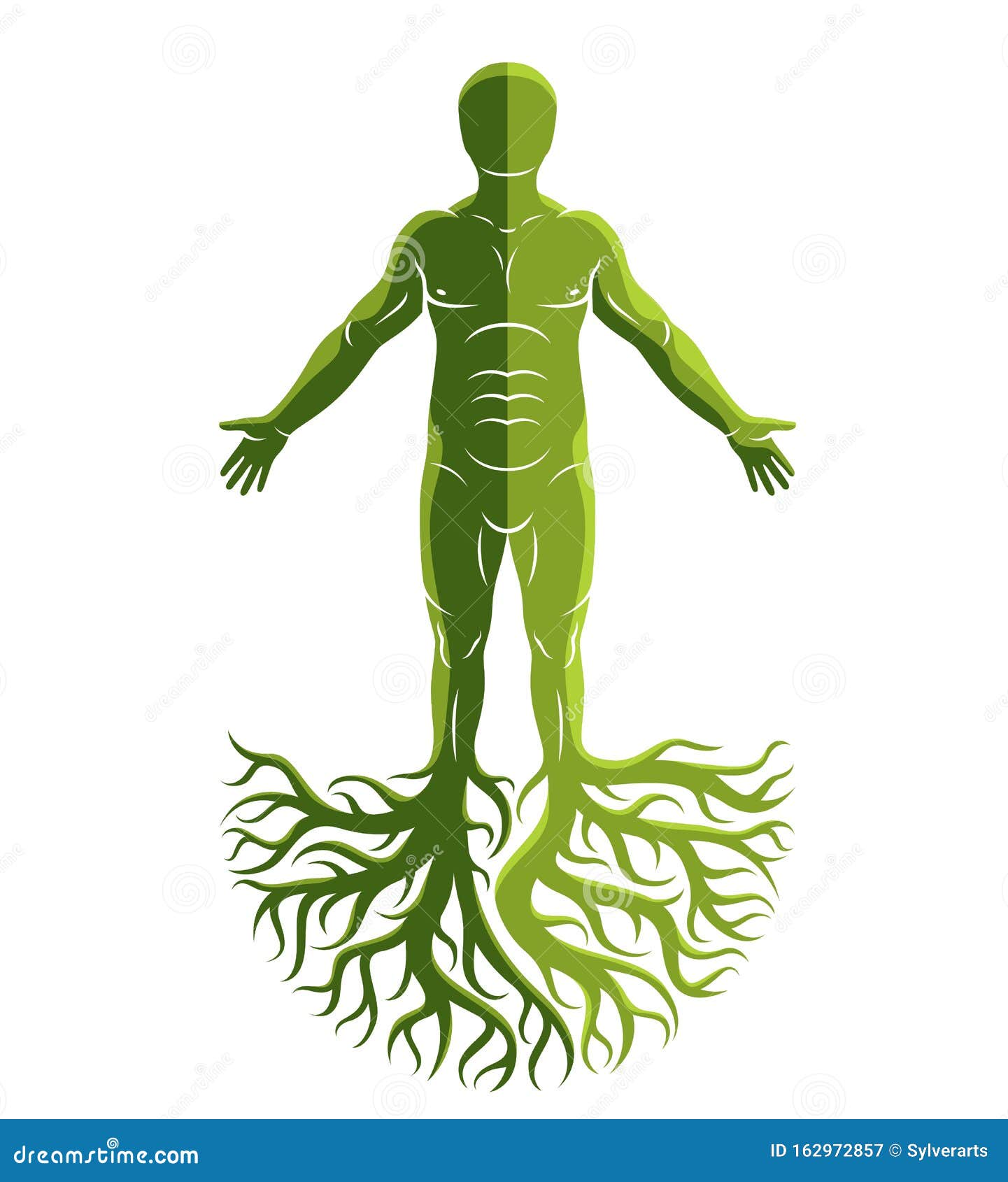 Vector Athletic Man Made with Tree Roots. Stock Vector - Illustration ...