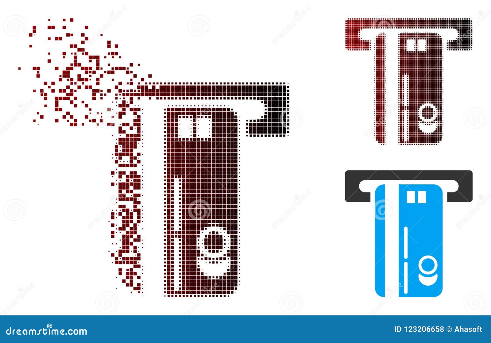 Decomposed Pixel Halftone ATM Machine Icon Stock Vector - Illustration ...