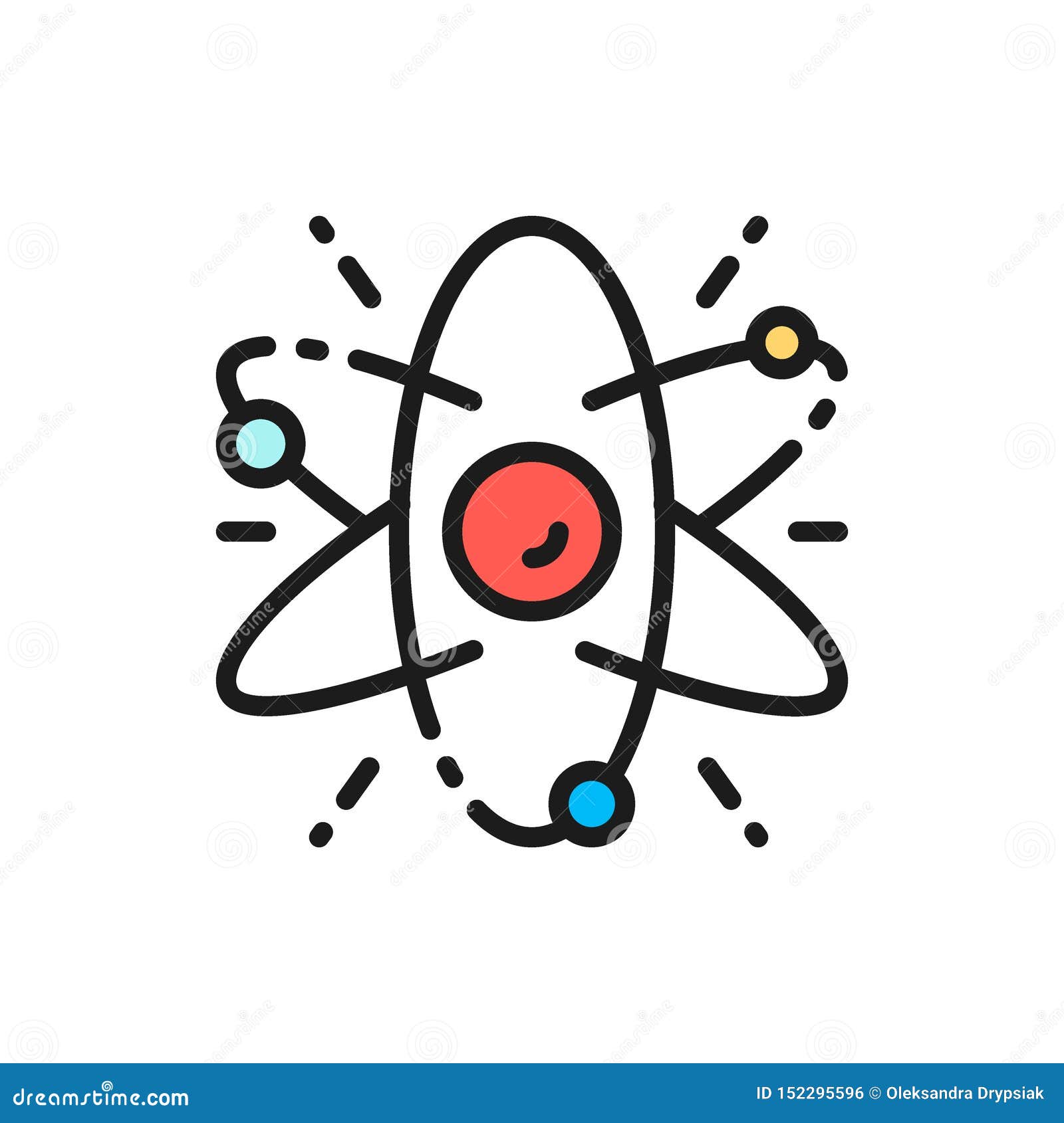 Vector Atom, Molecule, Science Flat Color Line Icon. Stock Vector ...