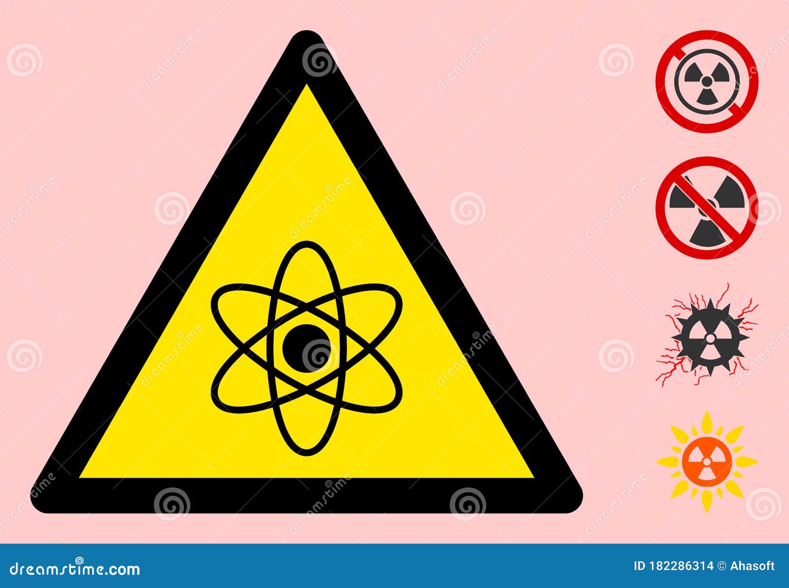 Vector Atomic Warning Triangle Sign Icon Stock Illustration ...