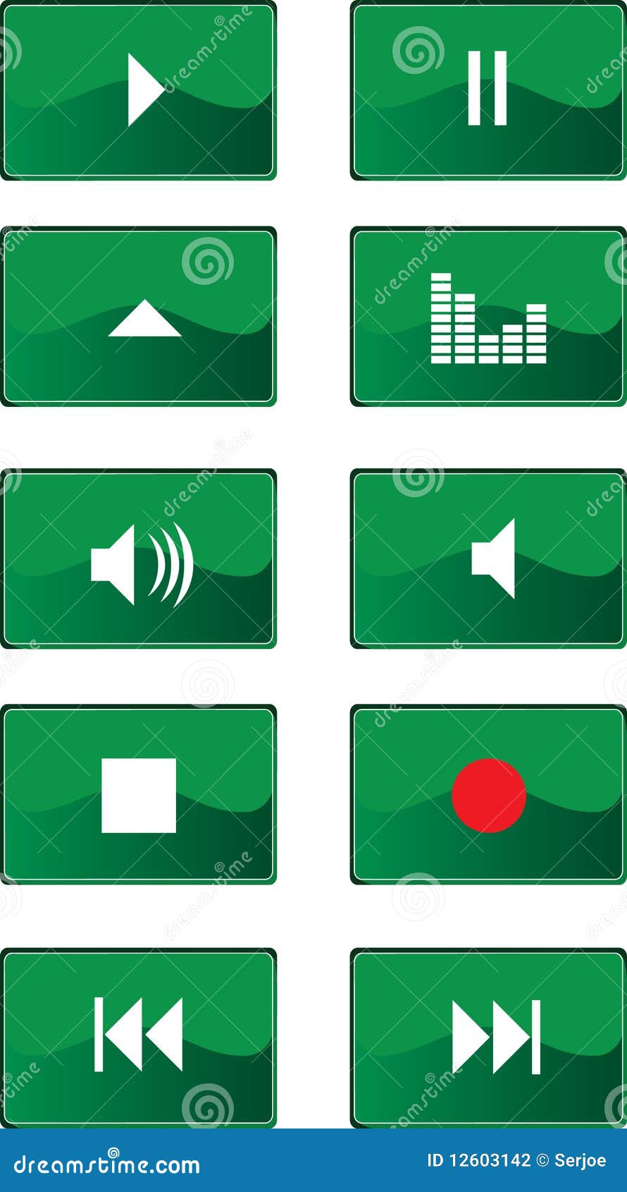 Vector audio buttons stock vector. Illustration of envelope - 12603142