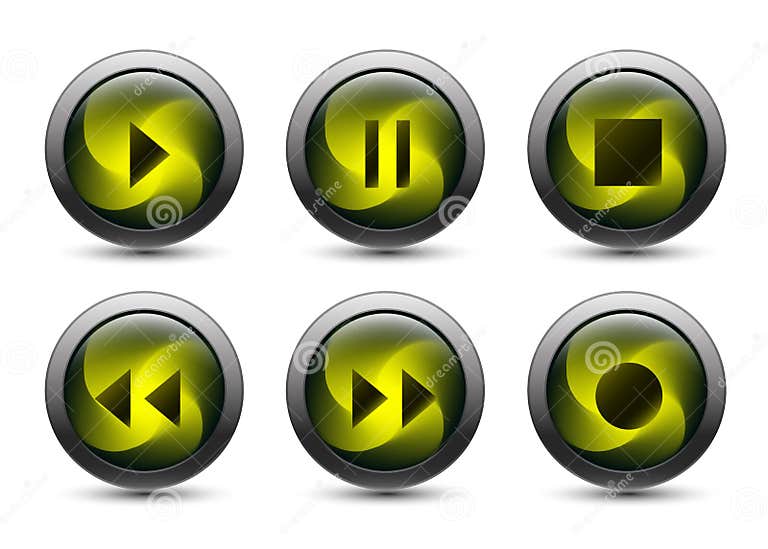 Vector Audio Buttons with Gray Frame Stock Illustration - Illustration ...