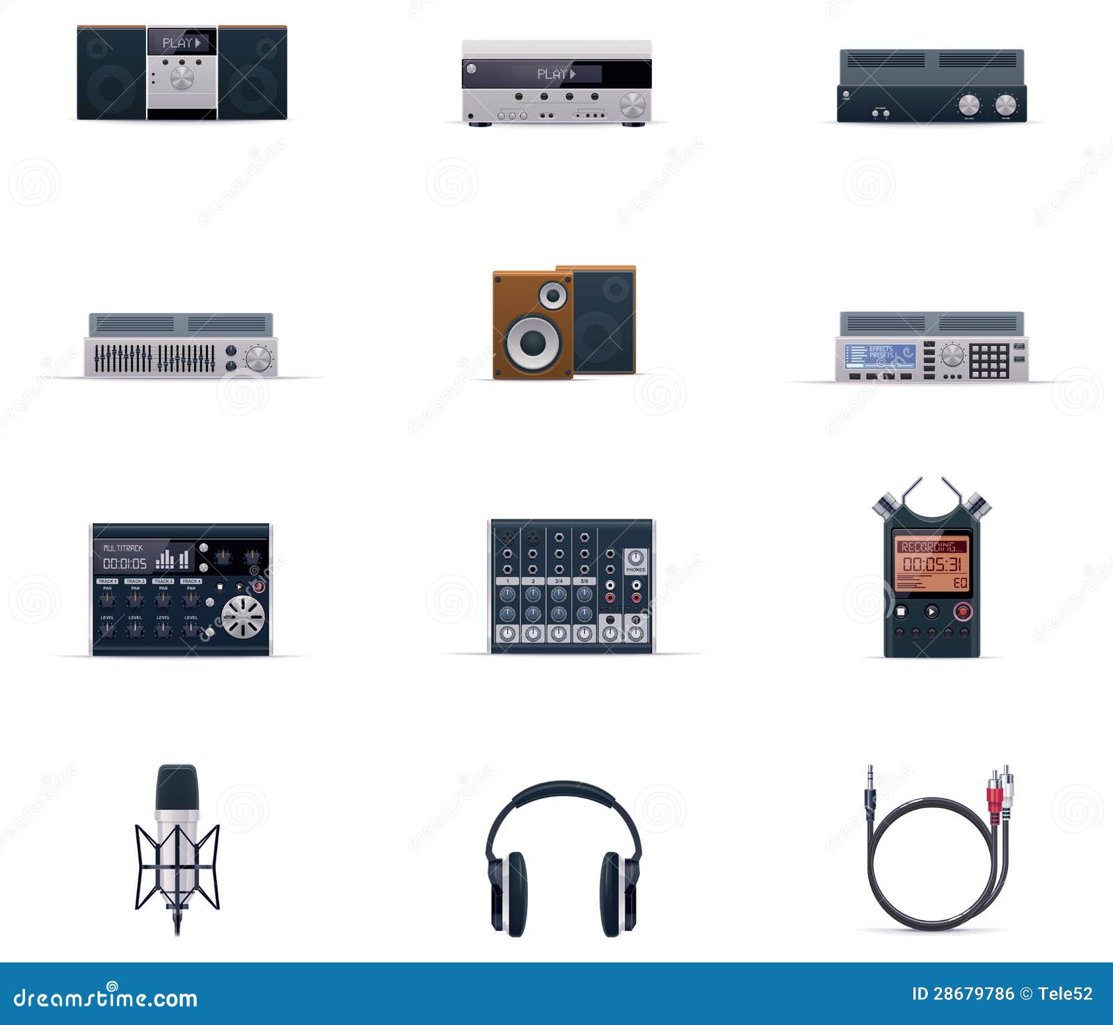 Vector Audio Electronics Icon Set Stock Vector - Illustration of ...