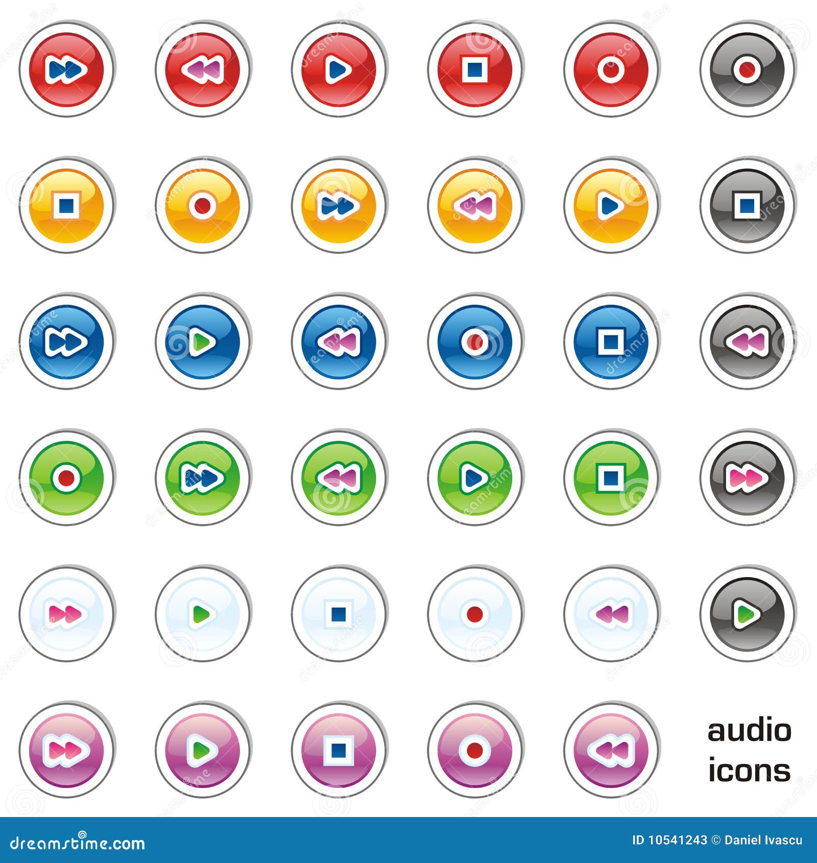 Vector audio web buttons stock vector. Illustration of internet - 10541243