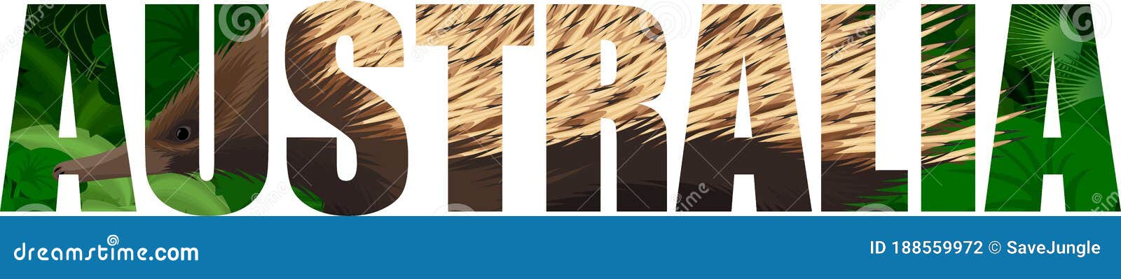 Vector Australia Word with Short-beaked Echidna Stock Vector ...