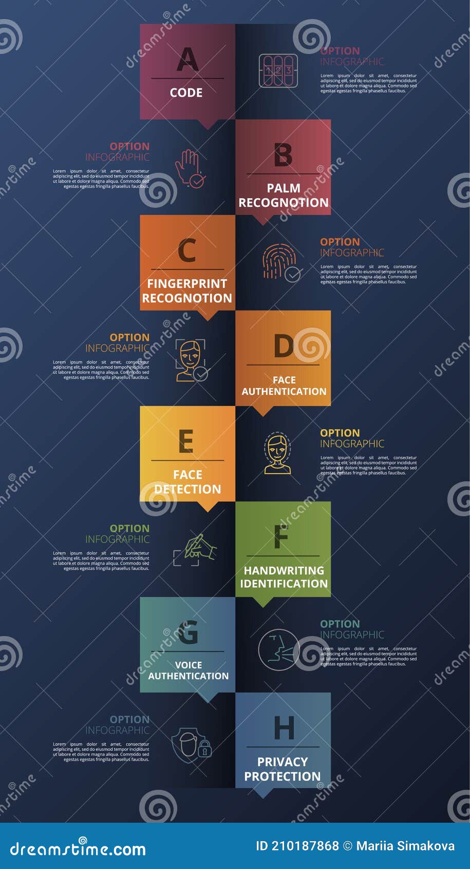 Infographic Authentication Template. Icons in Different Colors. Include ...