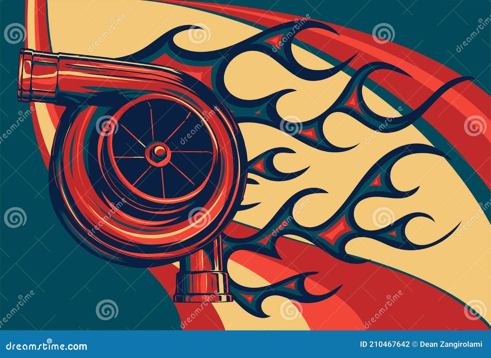 Vector Illustration Automotive Turbo Charger with Fire Stock ...