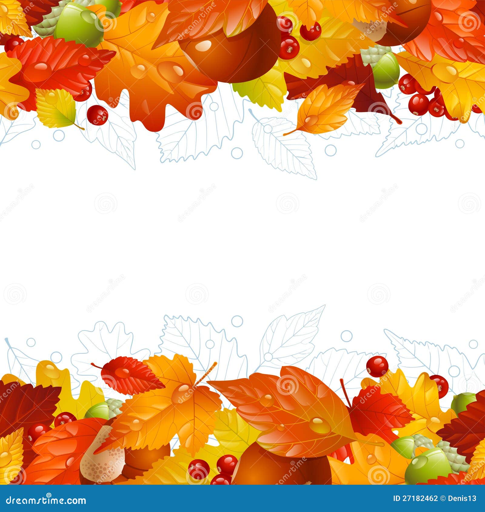 Vector Autumn Background with Fall Leaf Stock Vector - Illustration of ...