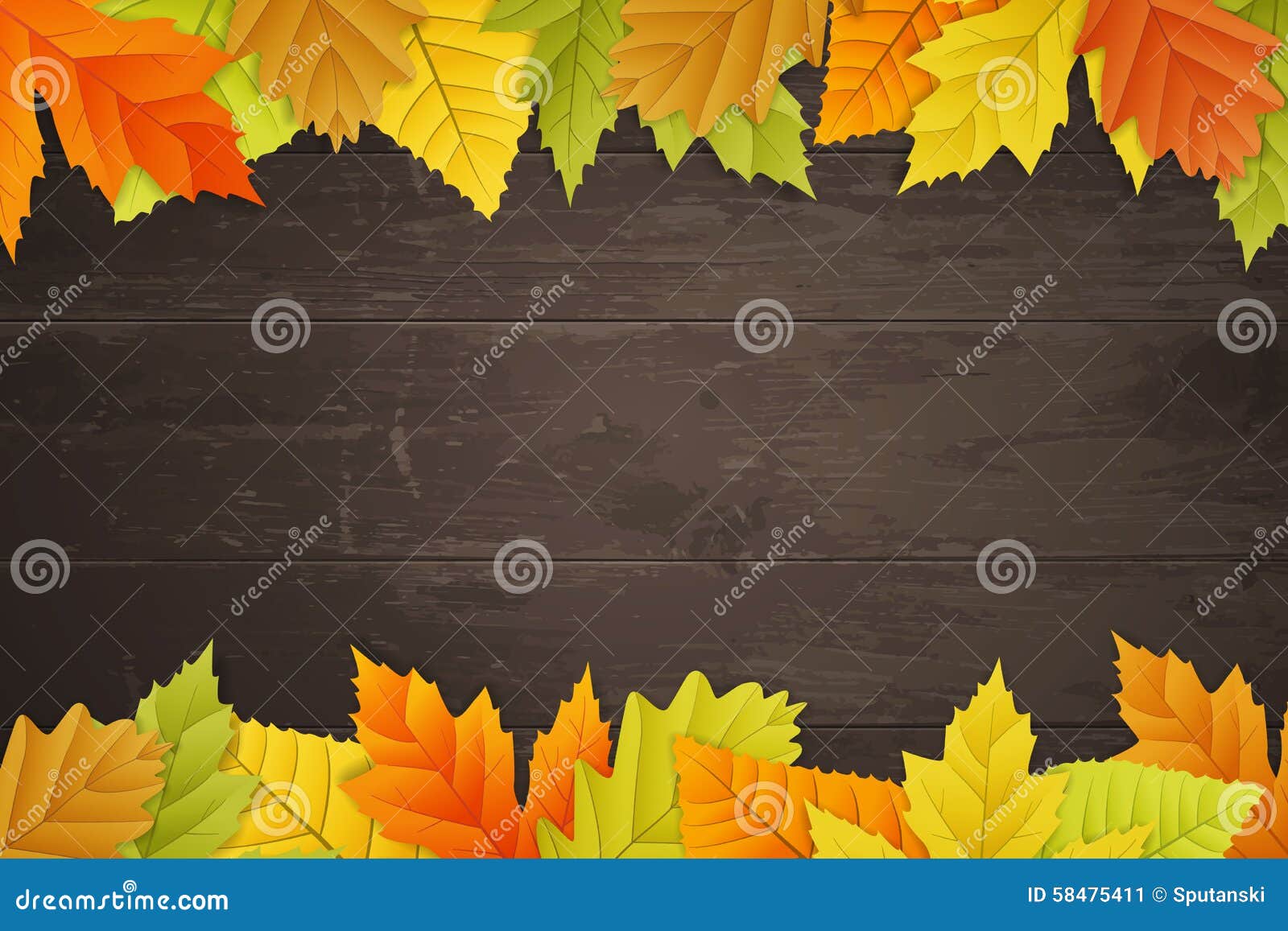 Vector Autumn Background on Wooden Board Stock Vector - Illustration of ...