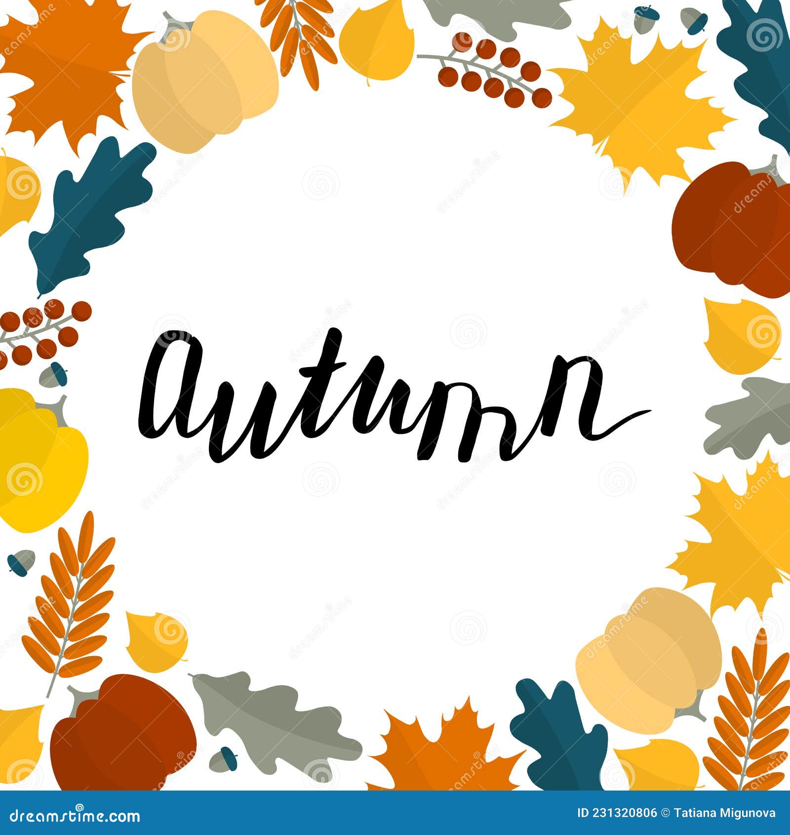 Vector Autumn Frame of Leaves with Space for Text on a White Background ...
