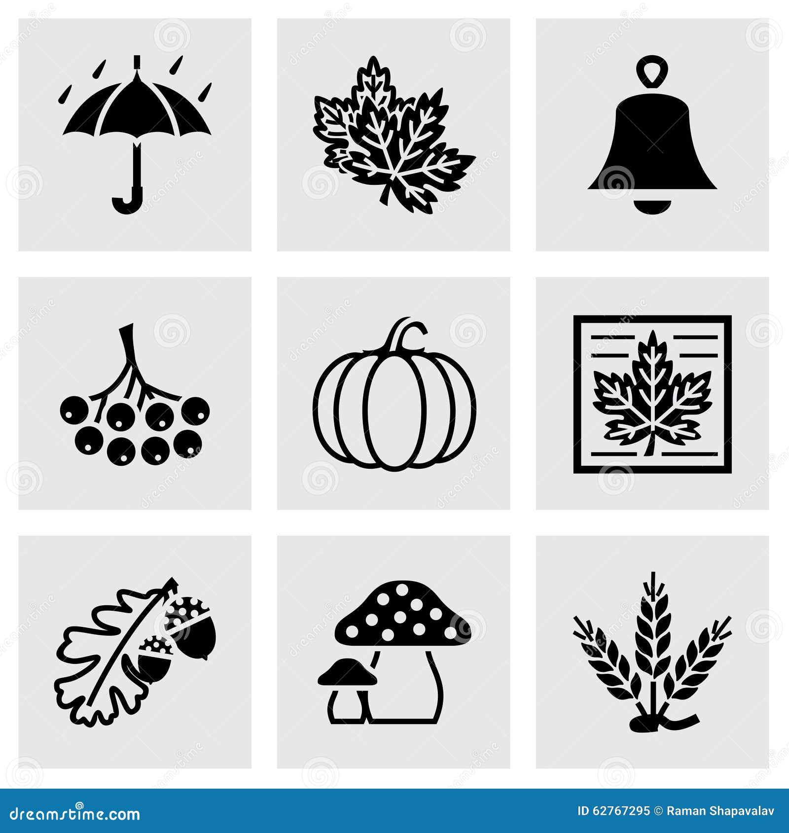 Vector Autumn icon set stock vector. Illustration of berries - 62767295