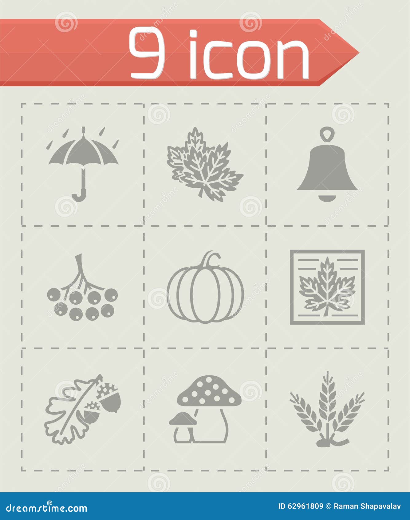 Autumn Icon Set. Cartoon Fall Symbols Collection Isolated On White ...