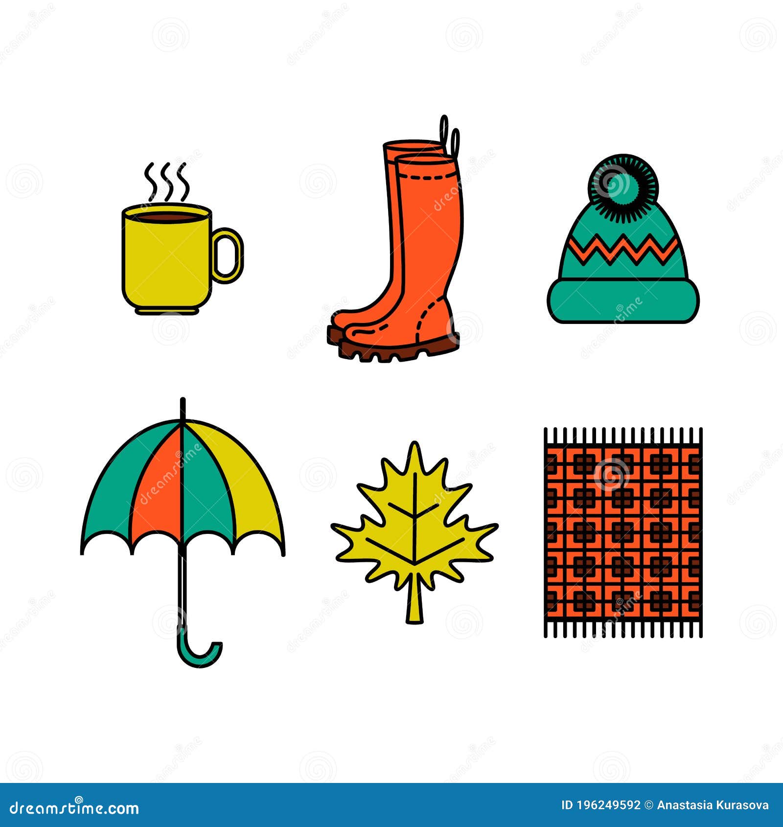 Vector autumn icons set stock illustration. Illustration of leaf ...