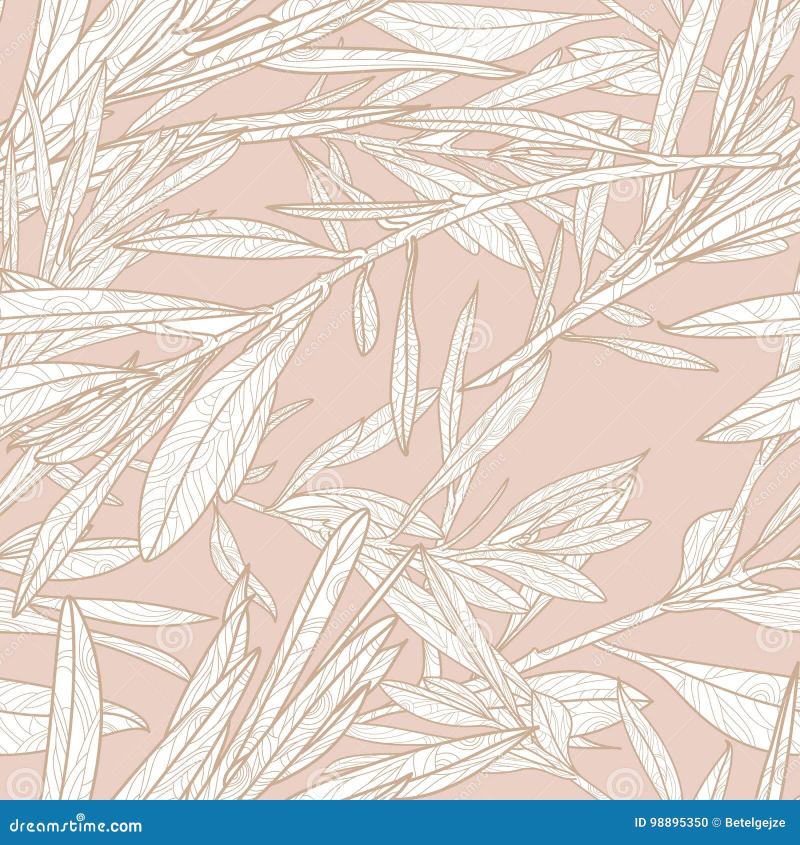 Vector Autumn Leaves and Branches Seamless Pattern. Neutral Beige Fall ...