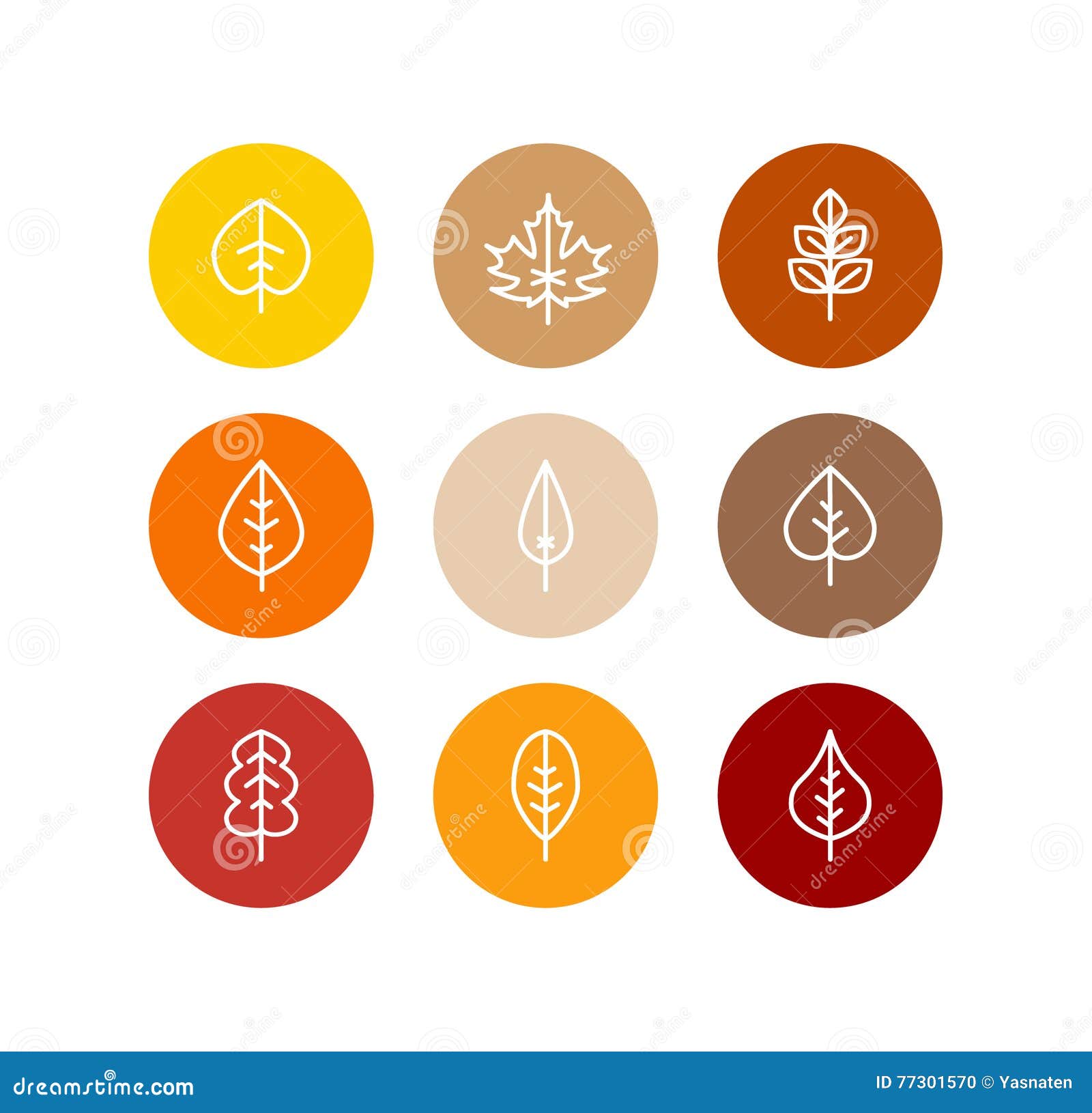 Vector Autumn Leaves Icons Set Stock Vector - Illustration of november ...