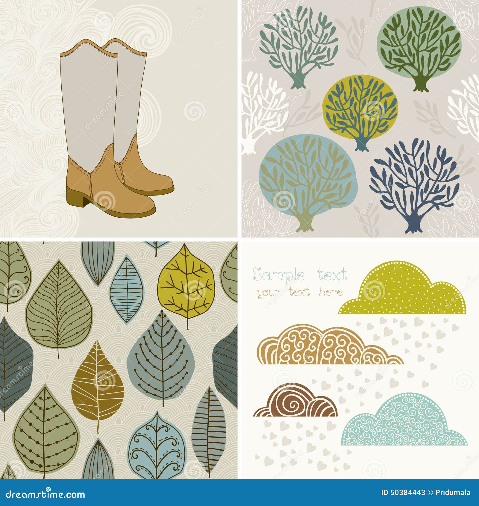 Vector Autumn Set, Seamless Pattern with Leaf, Autumn Leaf Backg Stock ...