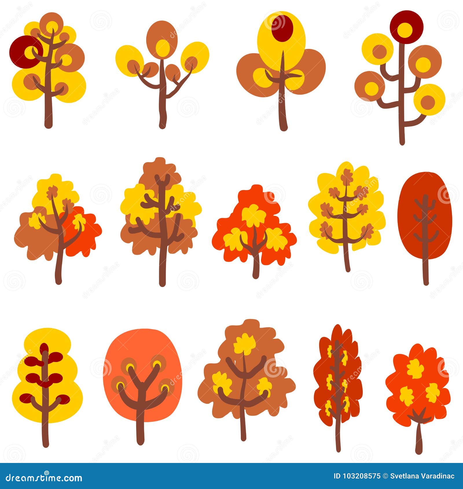 Vector Autumn Tree Clip Art. Stock Vector - Illustration of element ...