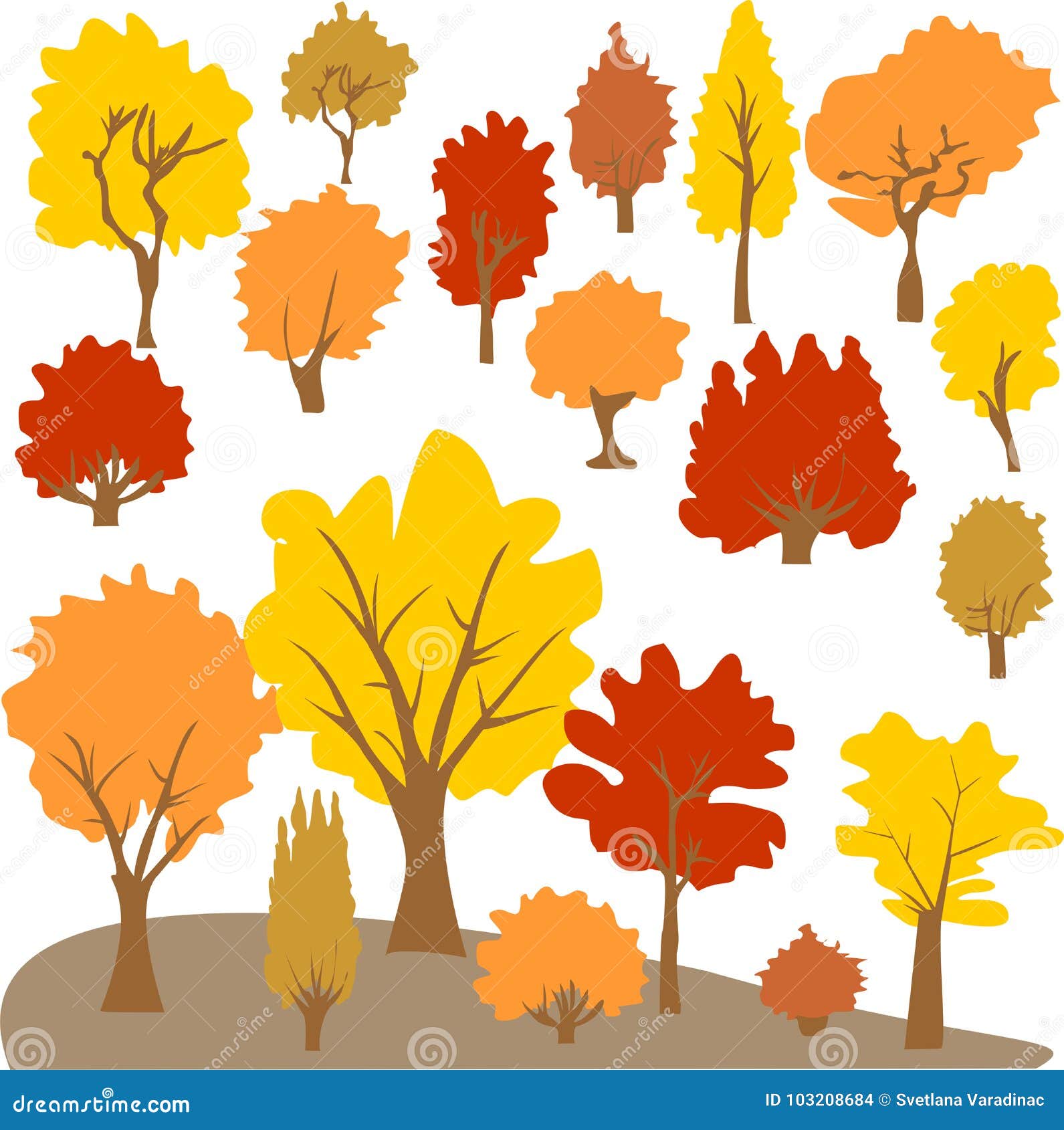 Vector Autumn Tree Clip Art. Stock Vector - Illustration of season ...