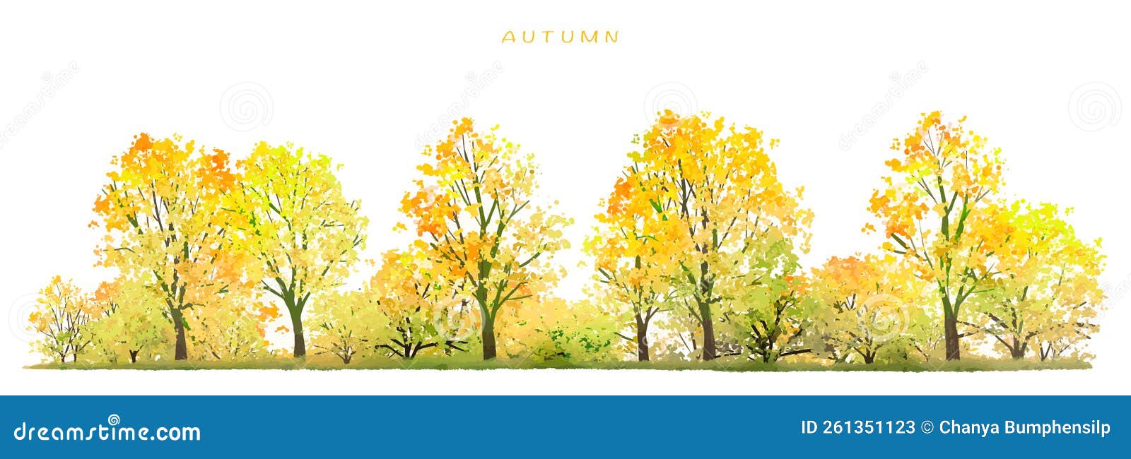 Vector of Autumn Tree or Forest Side View Isolated on White Background ...