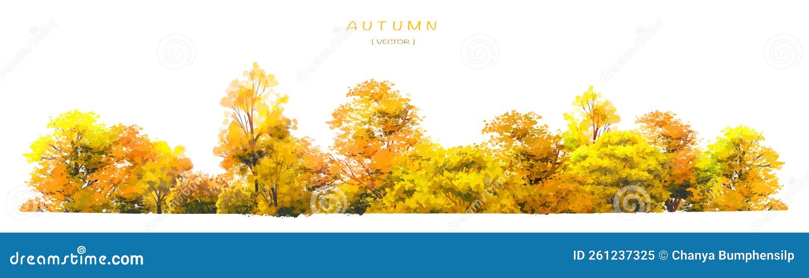 Vector of Autumn Tree or Forest Side View Isolated on White Background ...