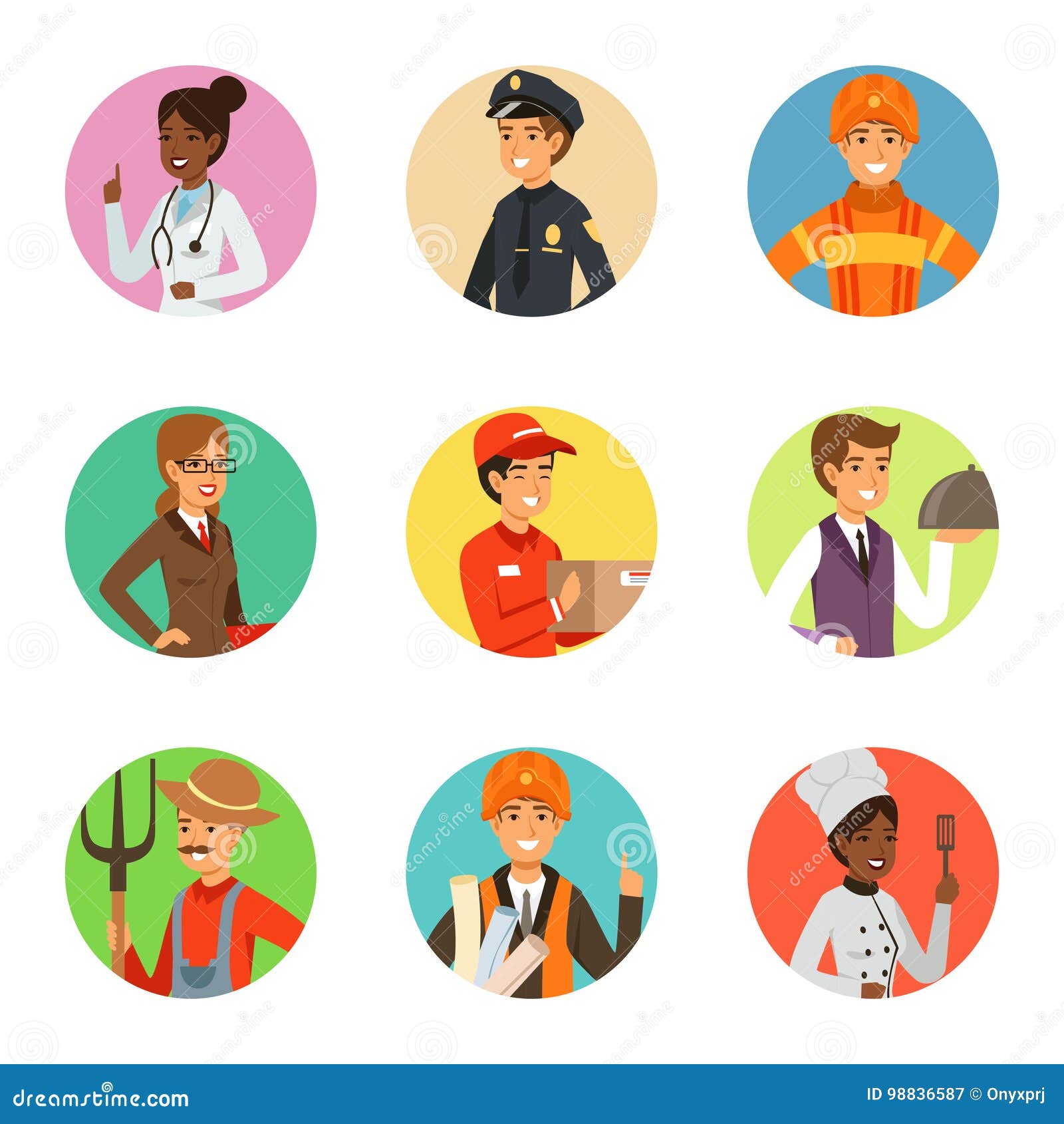 Vector Avatars Set with Different Professions Stock Vector ...