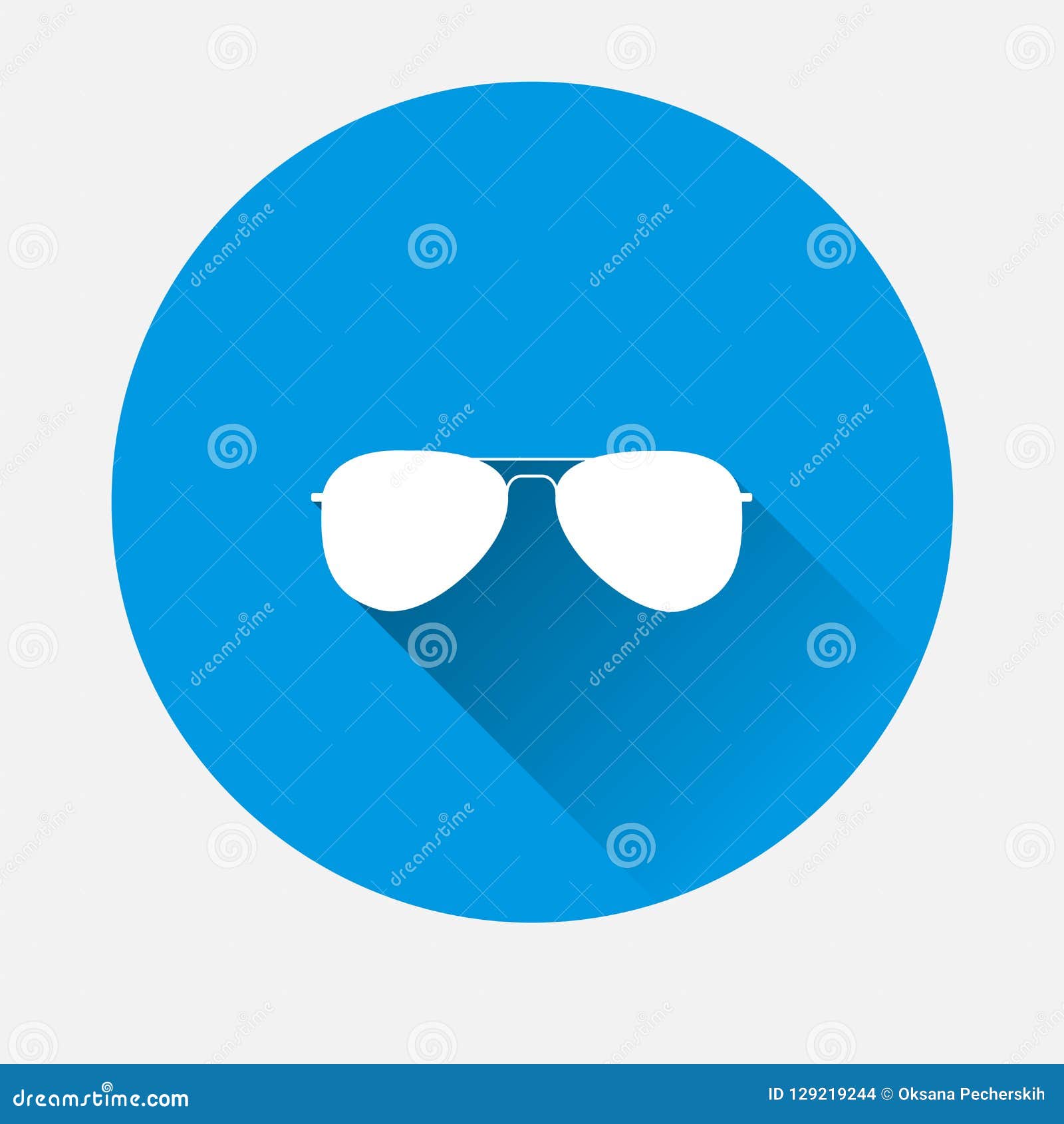 Vector Aviators Glasses Icon on Blue Background. Flat Image Sung Stock ...
