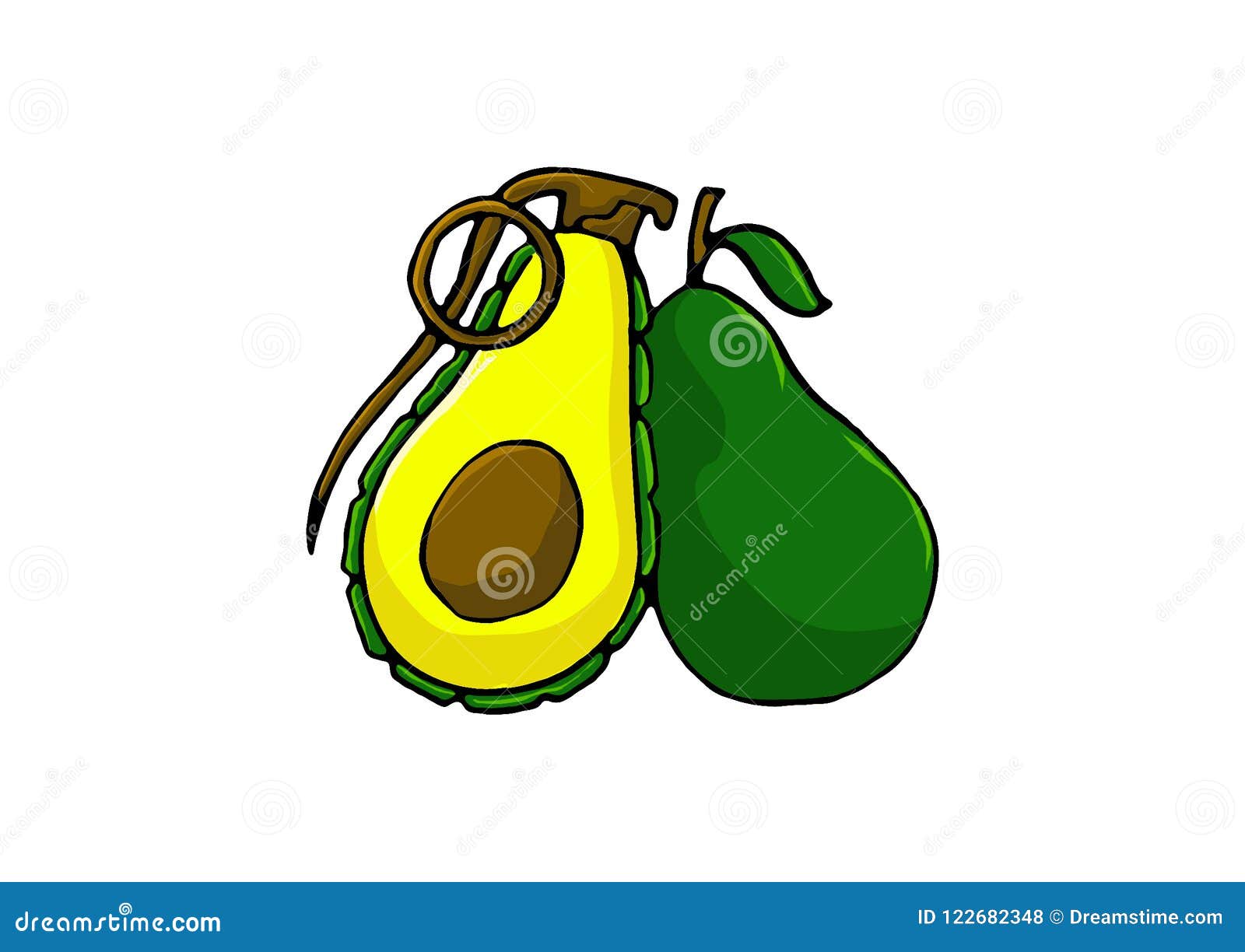 Vector of Avocado Grenade Fruit Stock Illustration - Illustration of ...