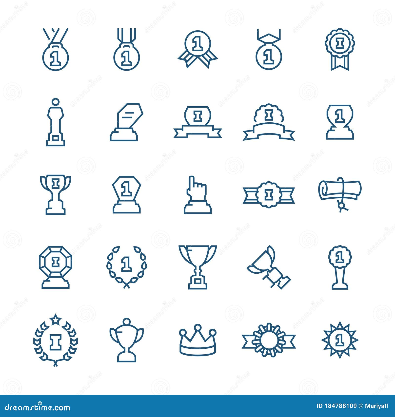 Trophy Icons In Colorful Collage, Vector Illustration. Set Of Stickers ...