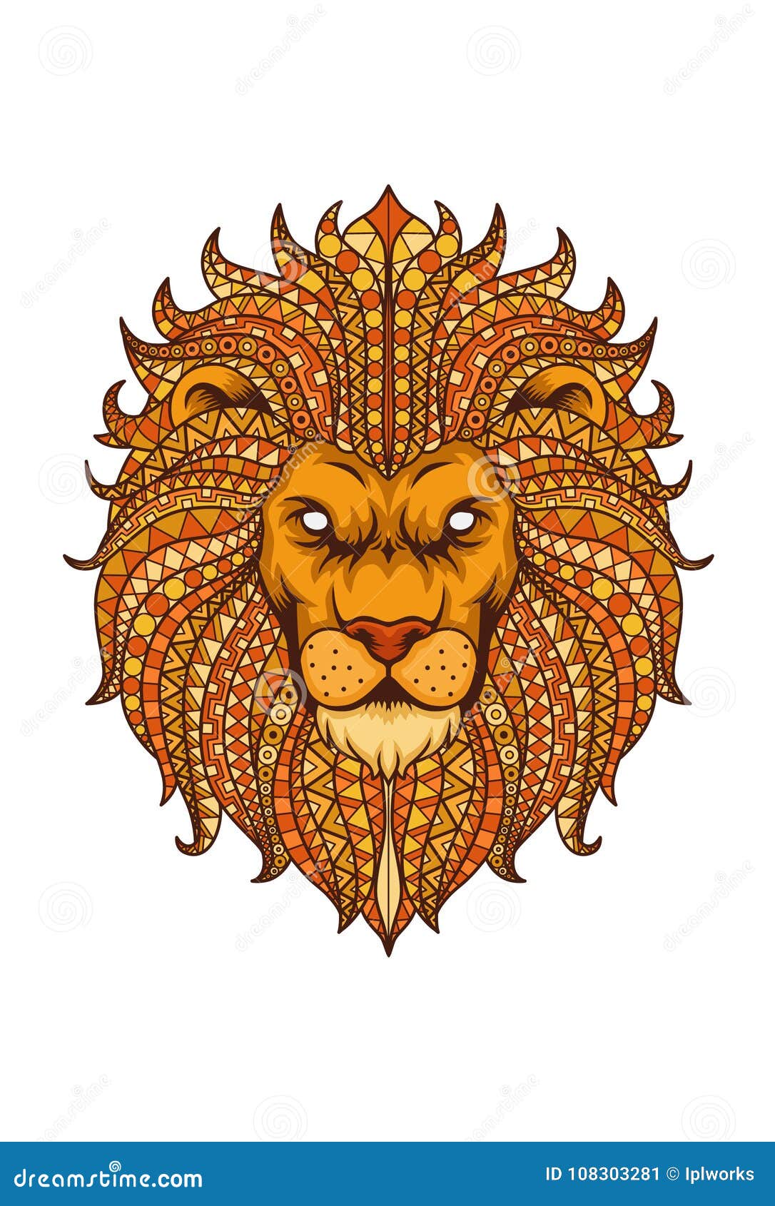 Vector Aztec Lion Head stock vector. Illustration of lion - 108303281