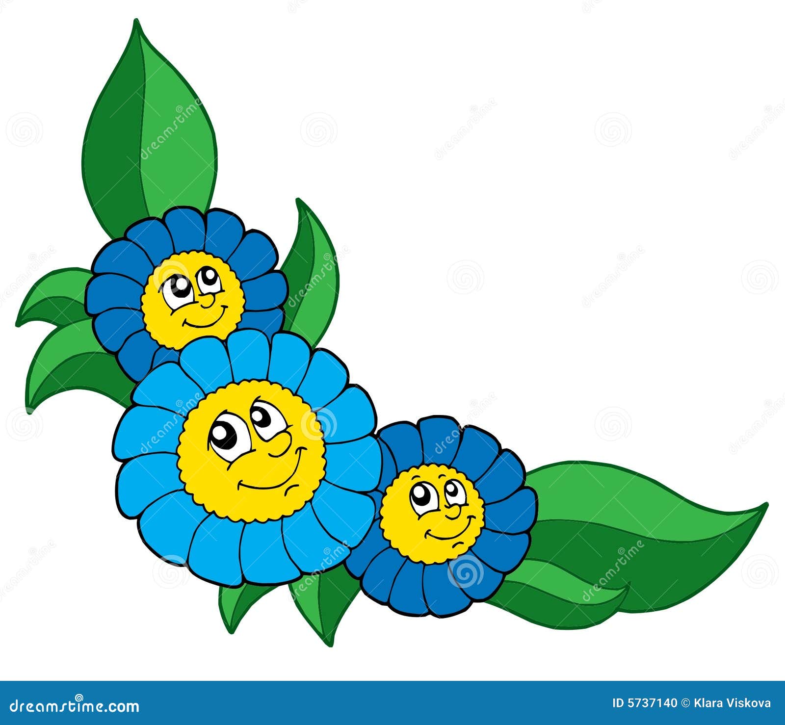 Vector Azul De Tres Flores Imagen. Imagen: 5737140