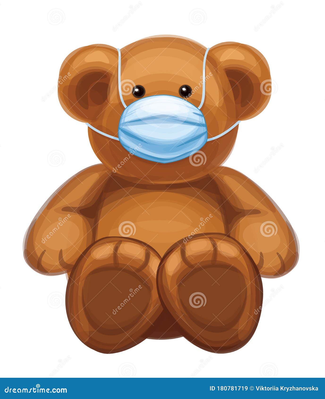 Vector Baby Bear Cartoon in Mask, Isolated Stock Vector - Illustration ...