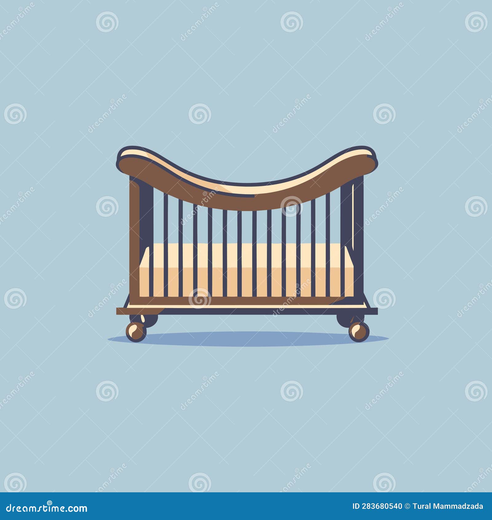 Vector of a Baby Crib on a Blue Background Stock Vector - Illustration ...
