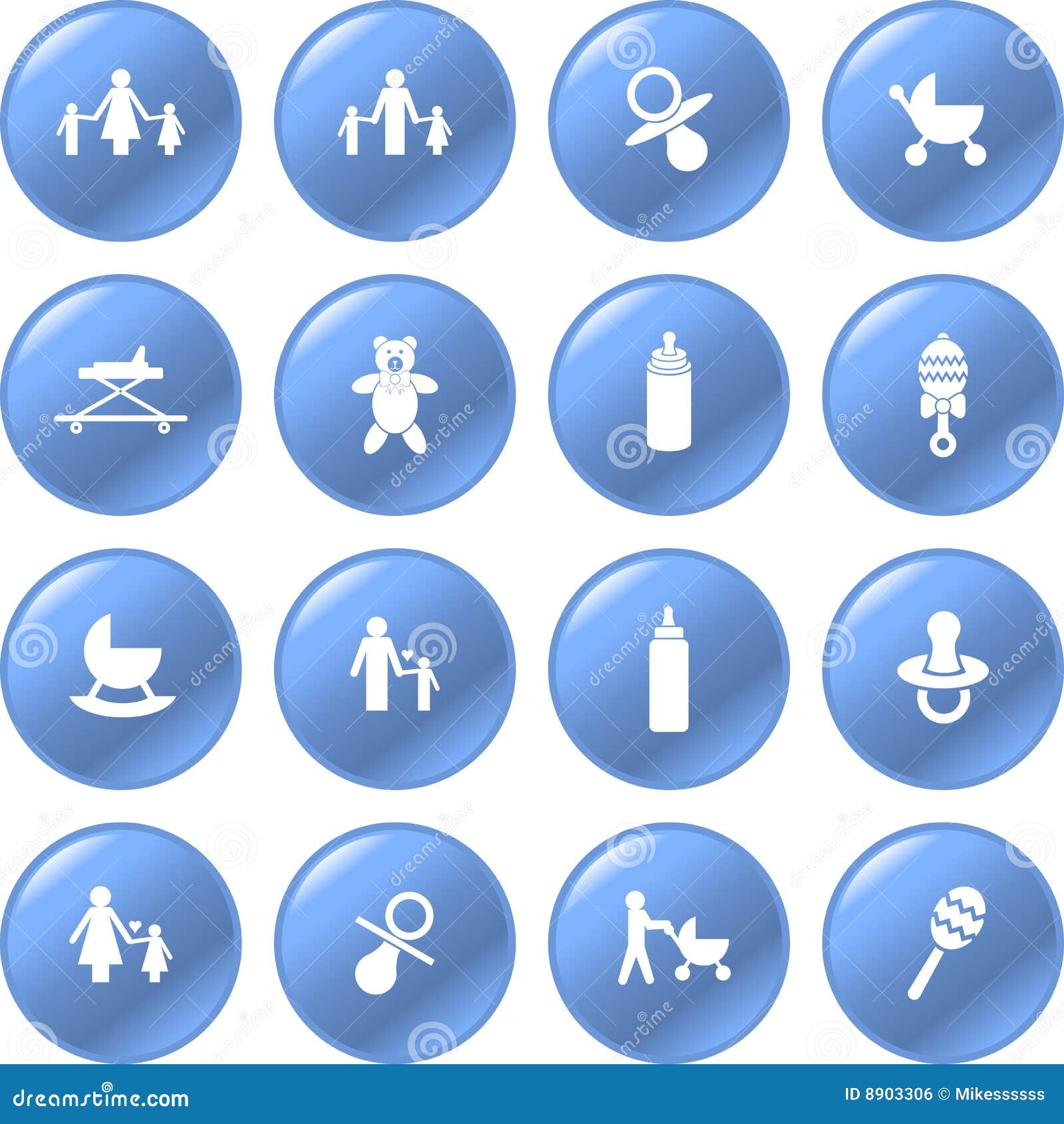 Vector Baby Items Button Set with Bottles Toys Etc Stock Vector ...