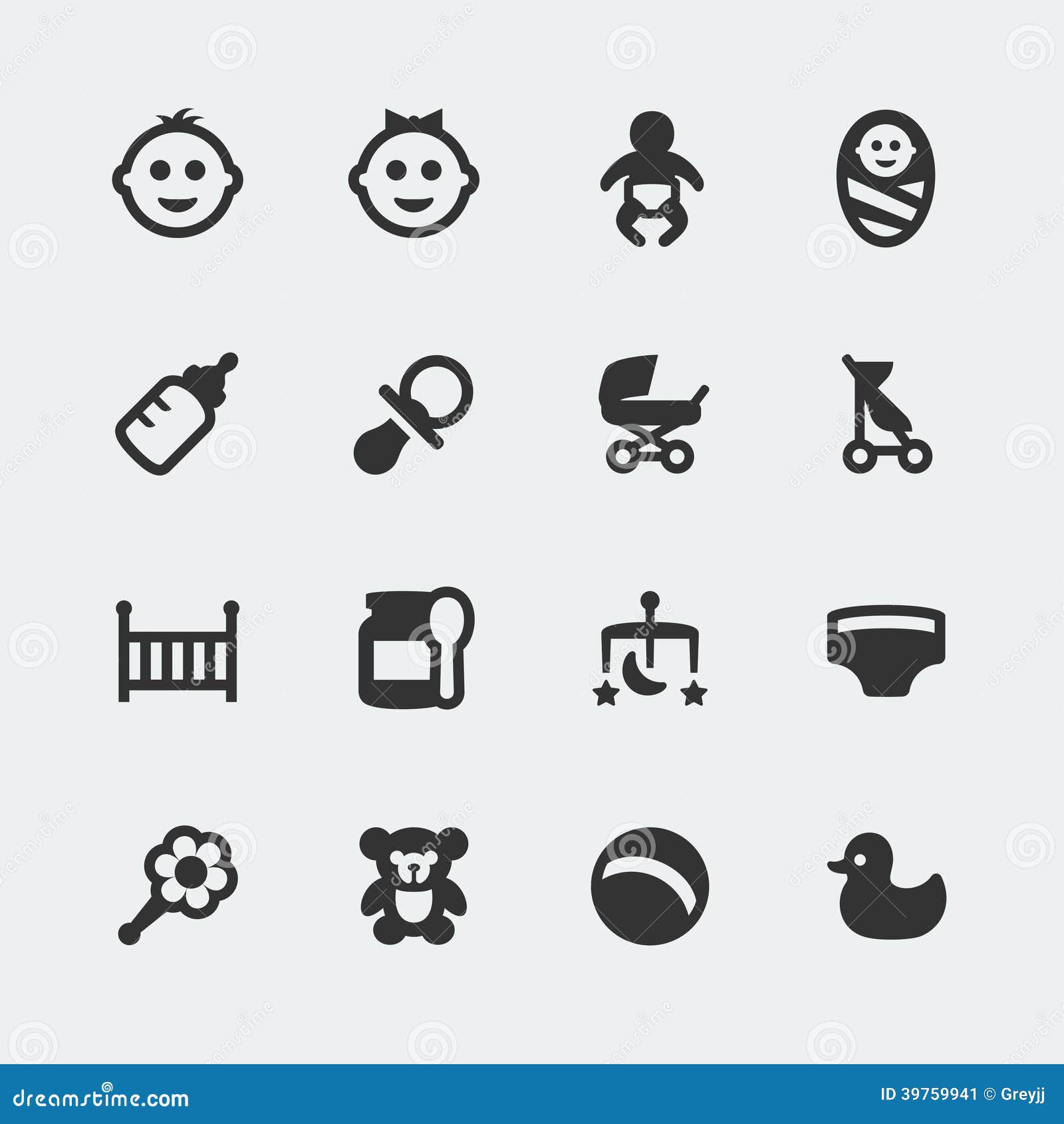 Vector baby mini icons set stock vector. Illustration of head - 39759941