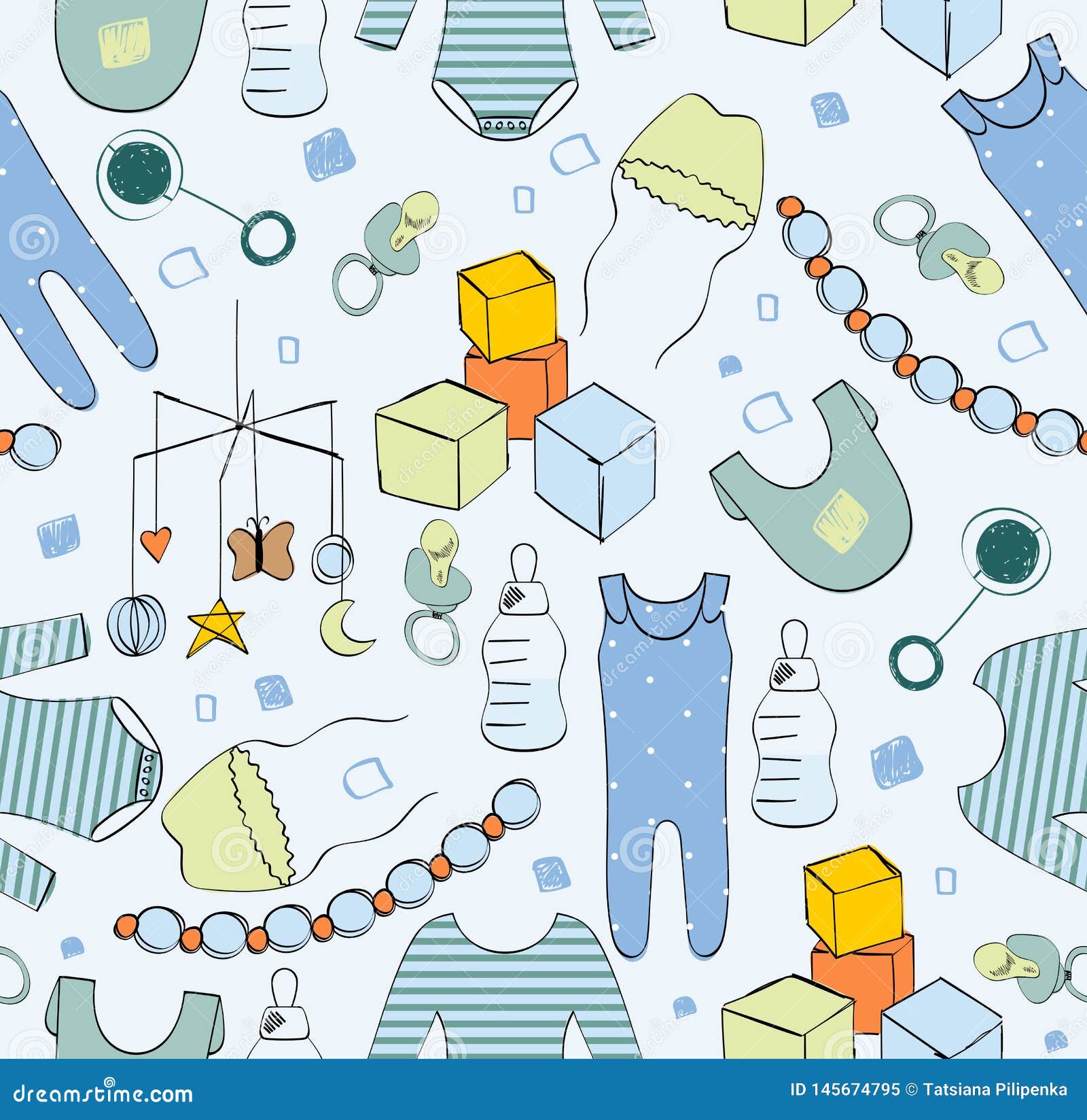 Vector baby pattern. stock vector. Illustration of newborn - 145674795