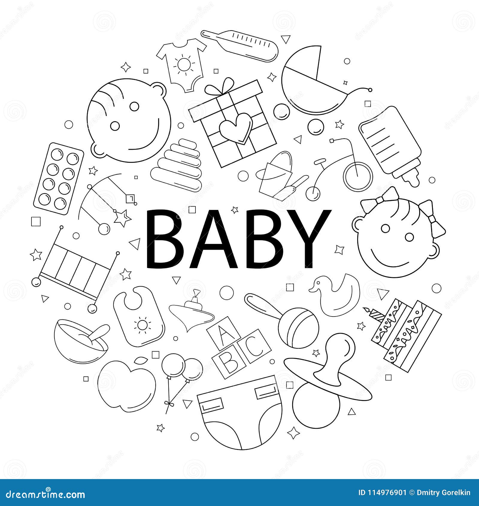 Vector Baby Pattern with Word. Baby Background Stock Vector ...