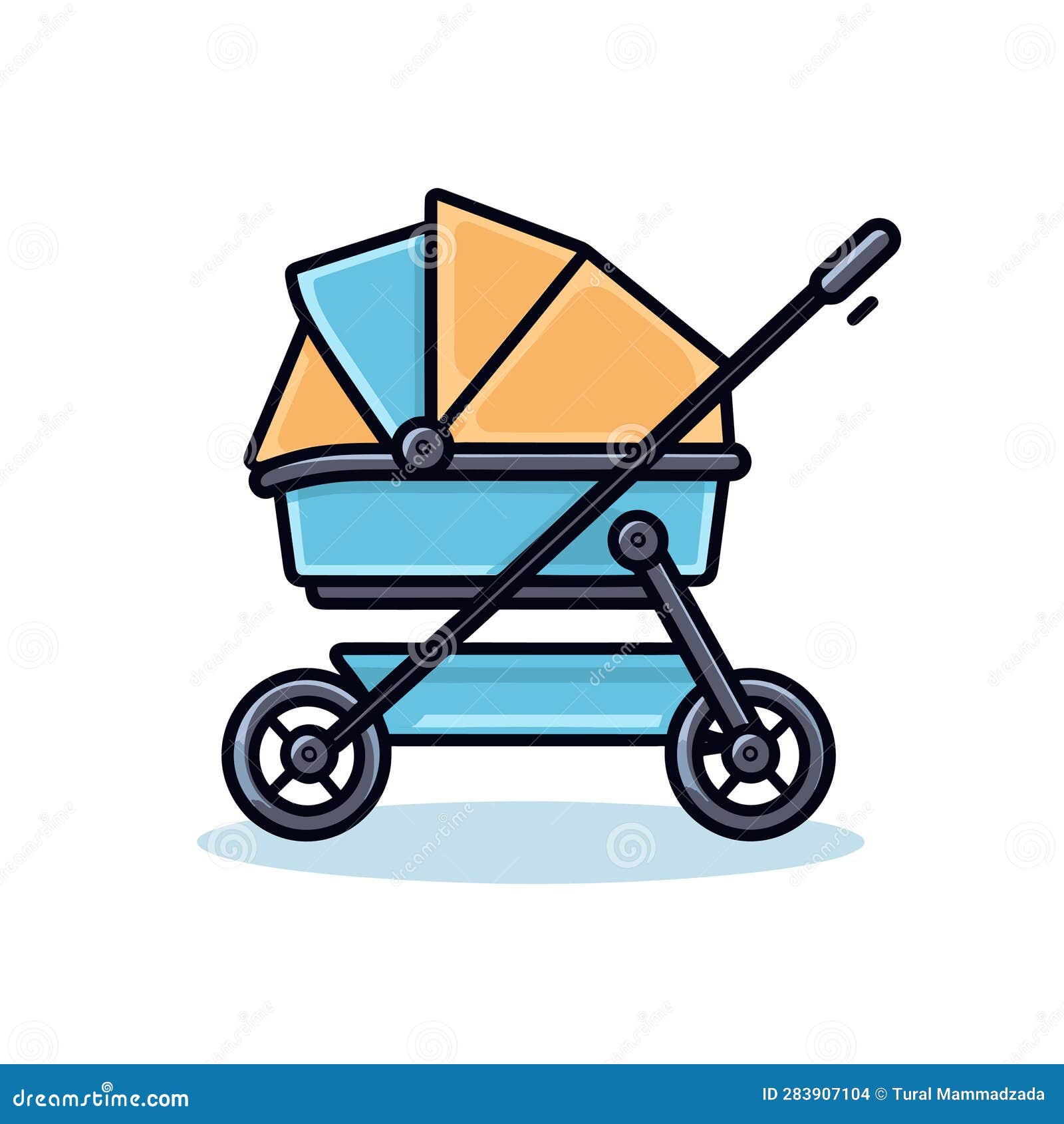 Vector of a Baby Stroller with a Cute Baby Inside, Captured in a Simple ...