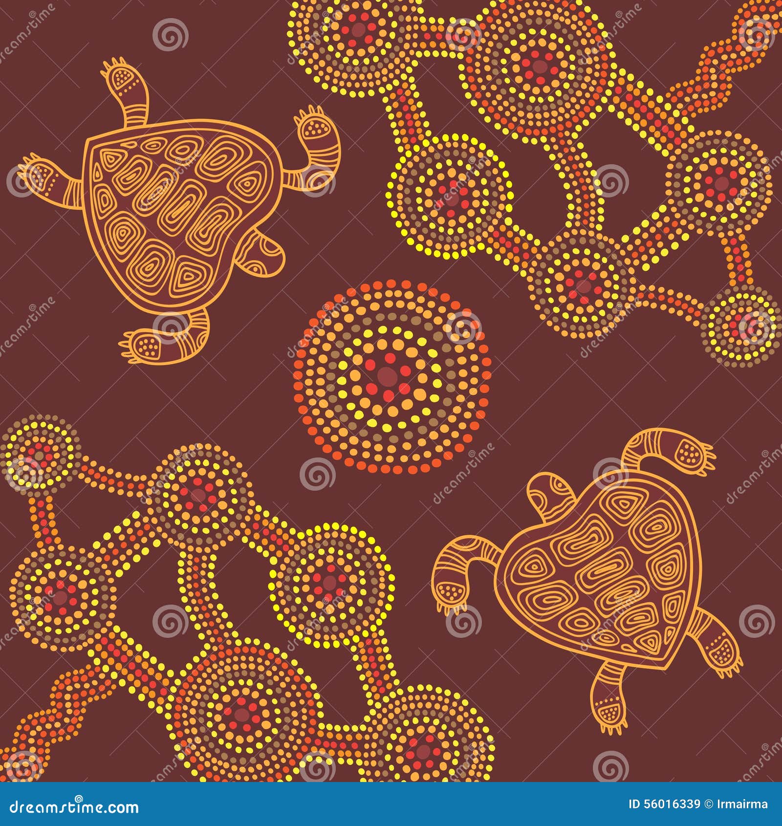 Vector Background Aboriginal Style Design With Turtles | CartoonDealer ...