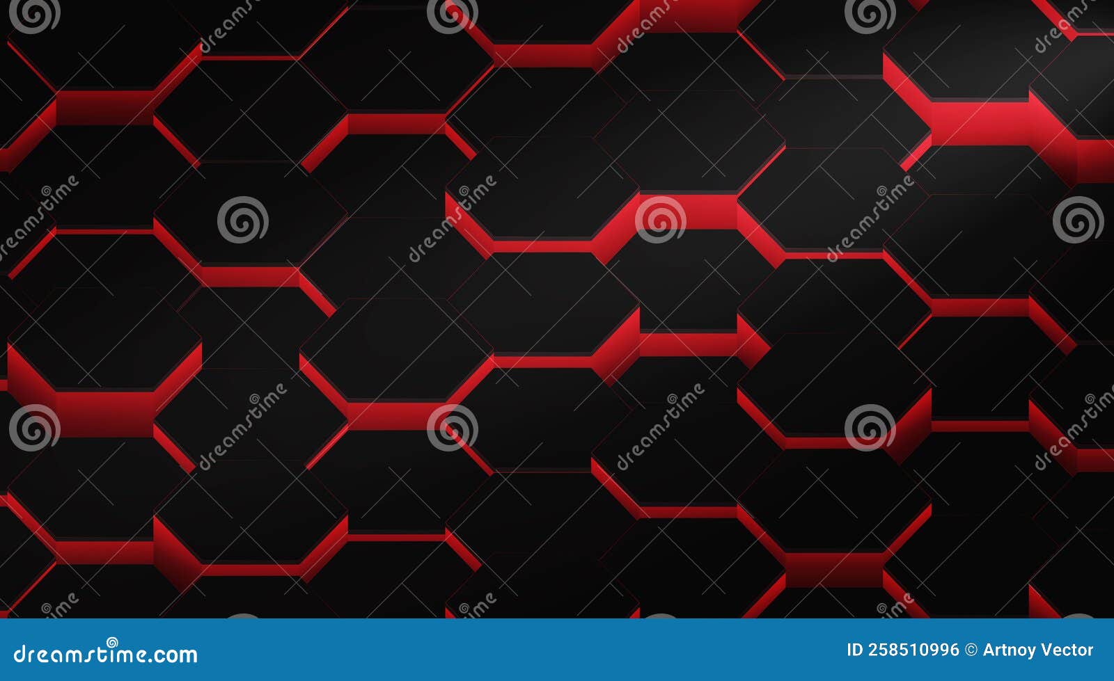 Vector Background Abstract Futuristic Dark Metallic Hexagon with Glowing Red Light Stock Vector ...