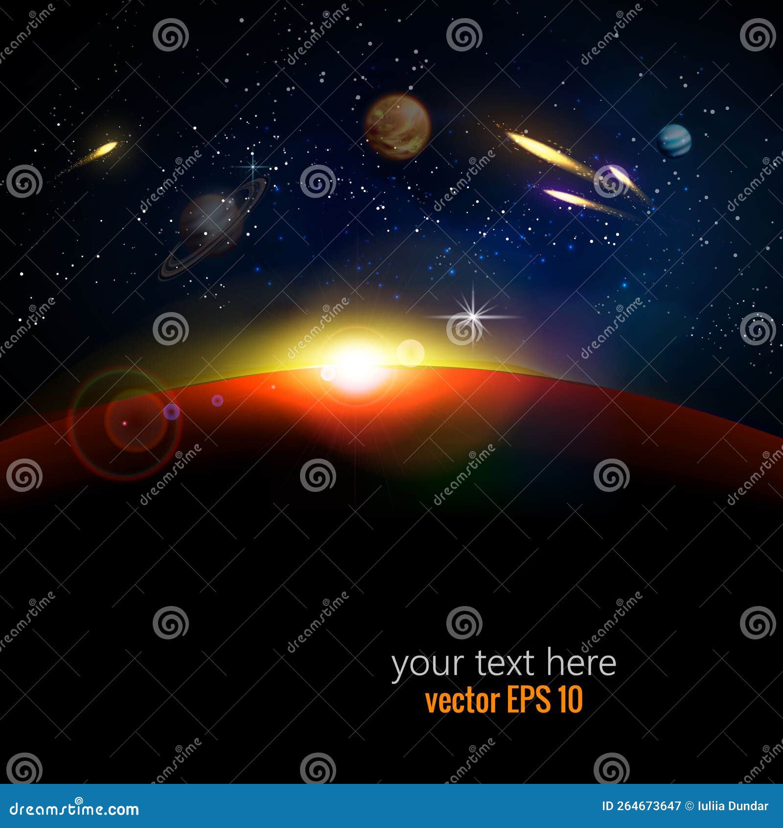 Vector Background Abstract Futuristic Space, Galaxy, Comet. Stock ...
