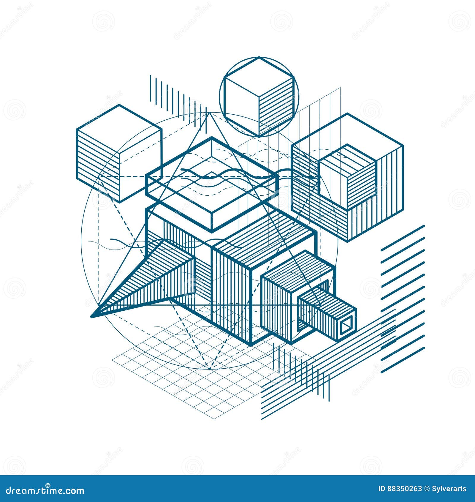 Vector Background with Abstract Isometric Lines and Figures. Template ...