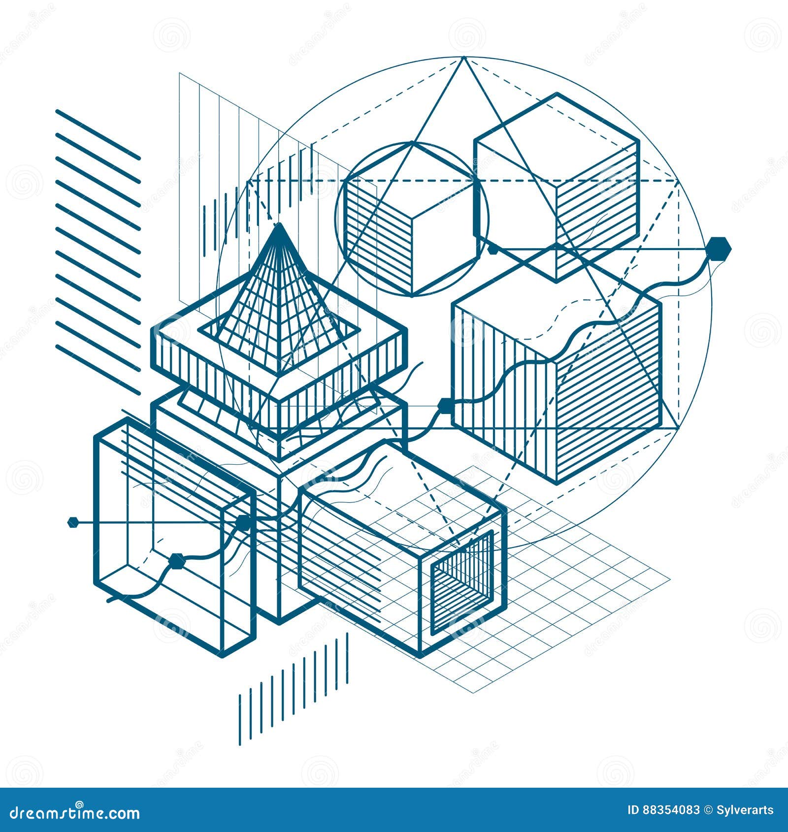 Vector Background with Abstract Isometric Lines and Figures. Template ...