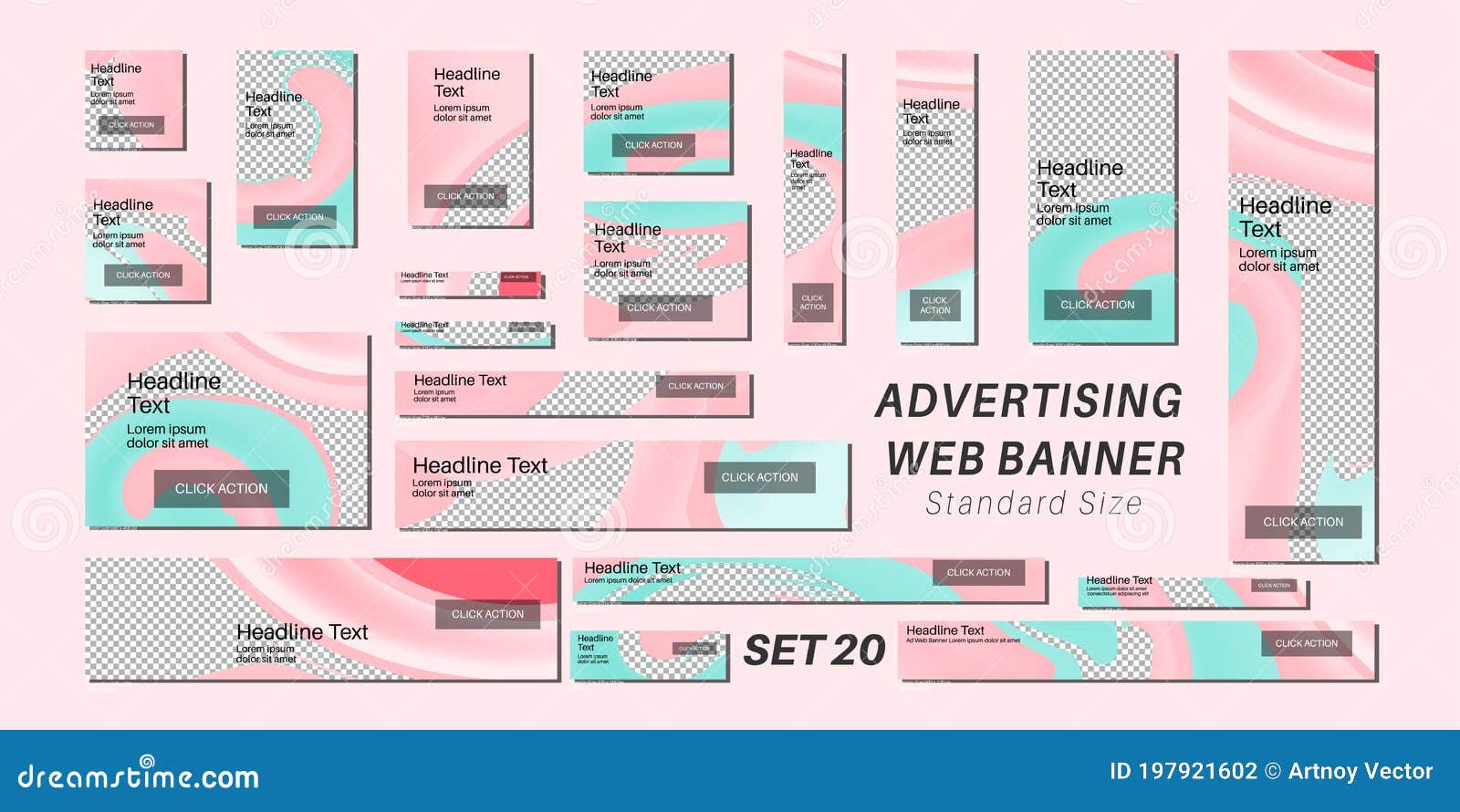 Vector Background Advertising Banner with Standard Size. Wave Design ...