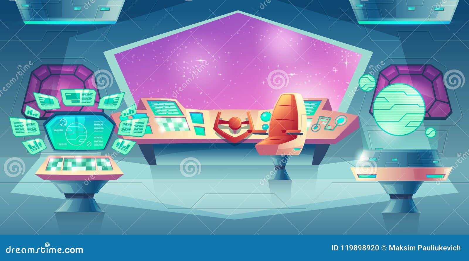 Vector Alien Spaceship Orlop, Cockpit with Helm Stock Vector ...