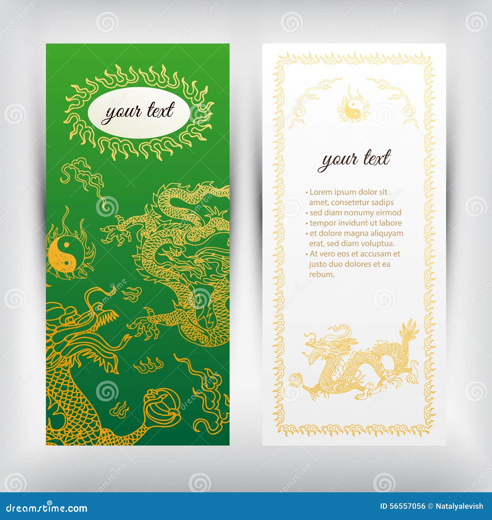 Vector Background with Asia Dragons. Banner Set Stock Vector ...