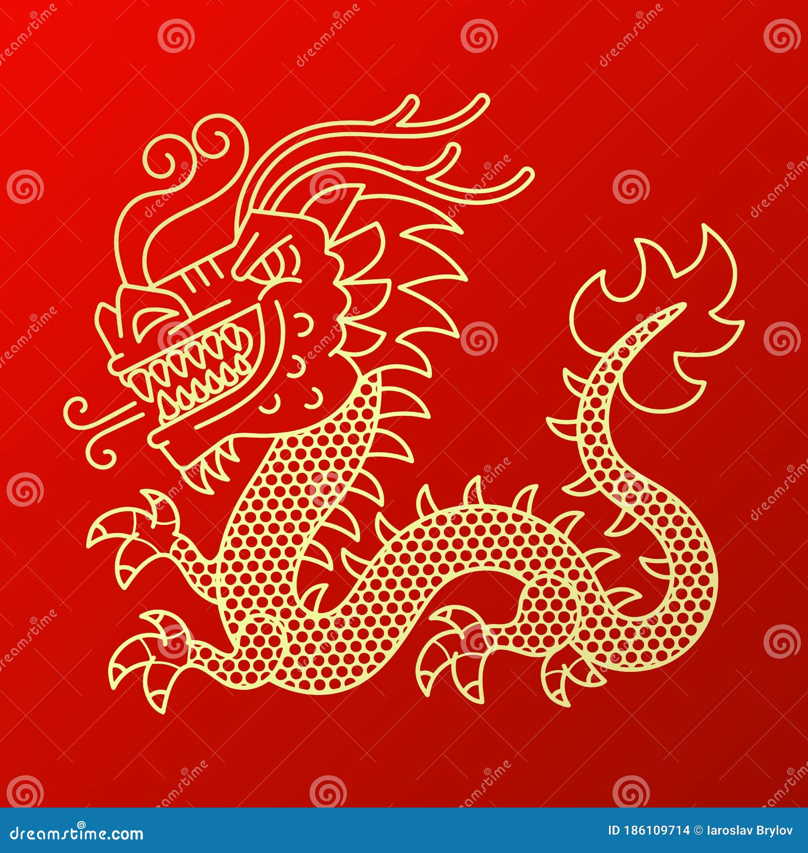 Vector Background with Asia Dragons. Hand Drawn Illustration Stock ...