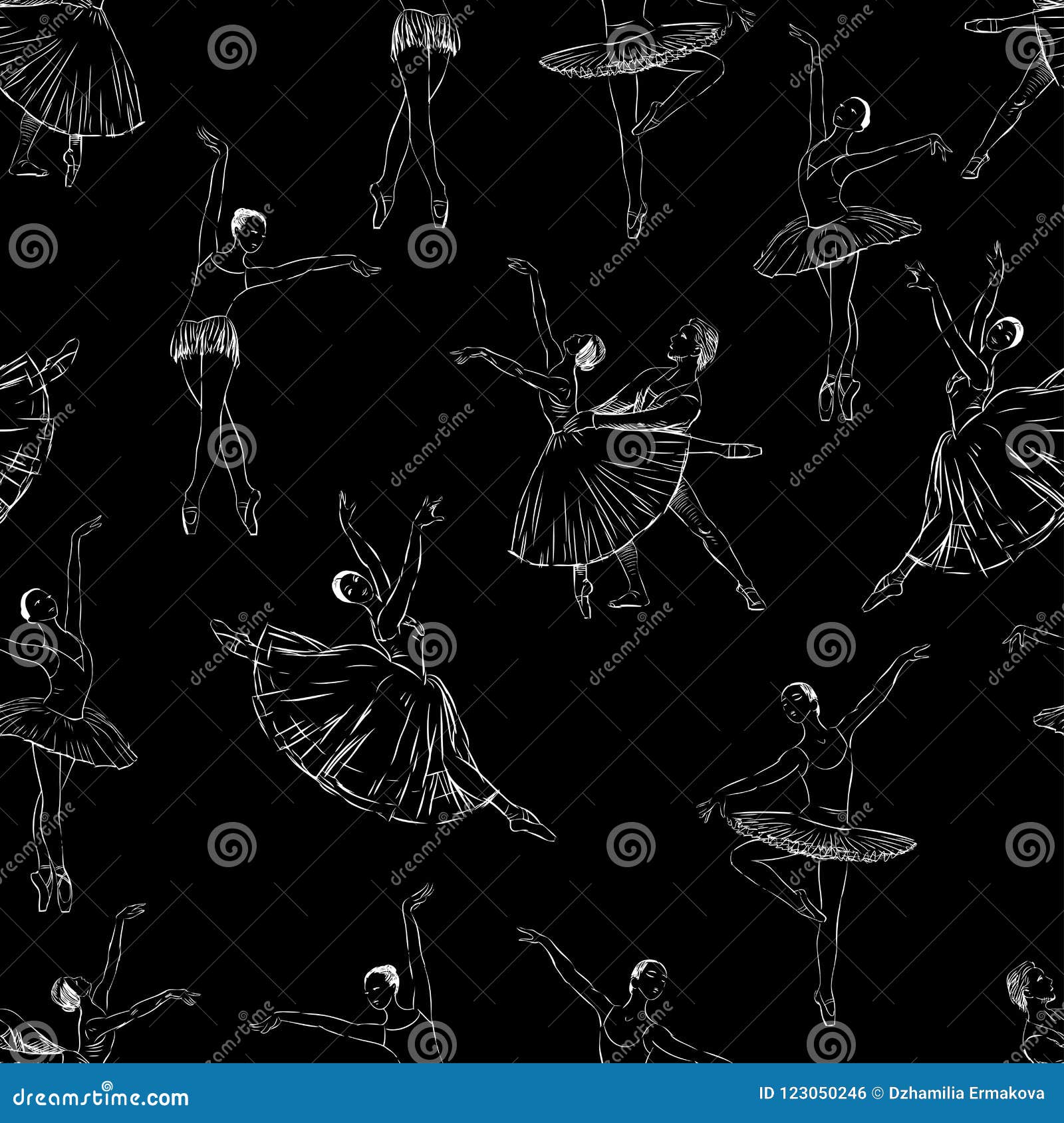 Vector Background of the Ballet Dancers Sketches Stock Vector ...