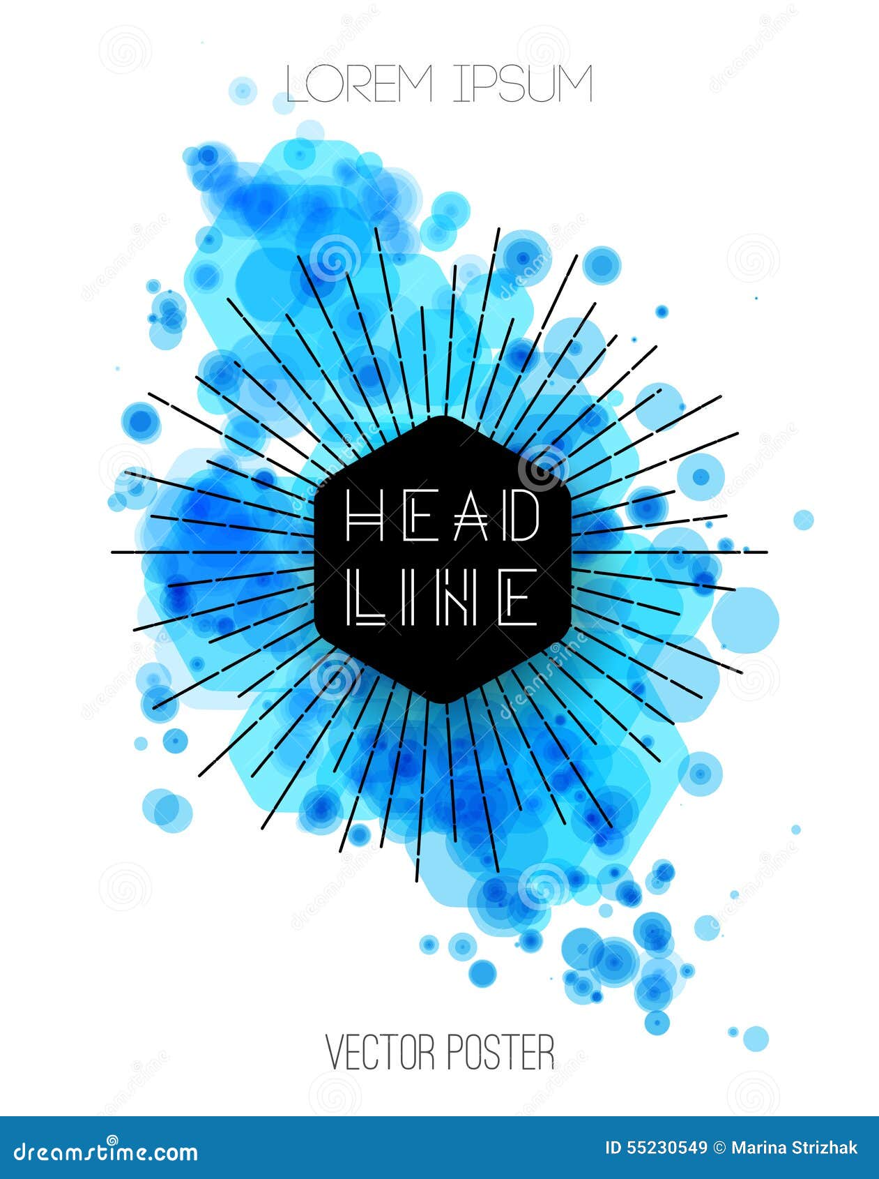 Vector Background with Blue Color Splash. Retro Stock Vector ...