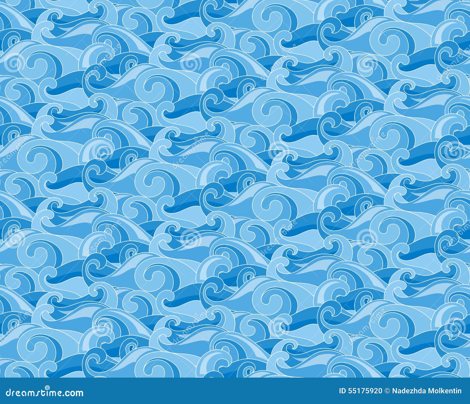 Vector Background with Blue Sea Waves. Seamless Pattern Stock ...